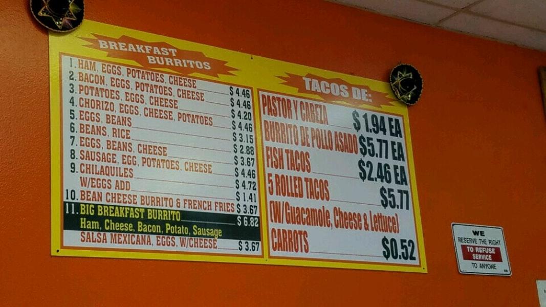 Menu at Jilberto's Mexican Food restaurant, San Diego, Palm Ave