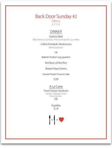 Menu at My 2 Cents LA restaurant, Los Angeles