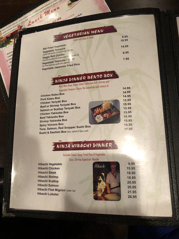 Menu at Ninja Japanese Steakhouse & Sushi Bar, Suffolk