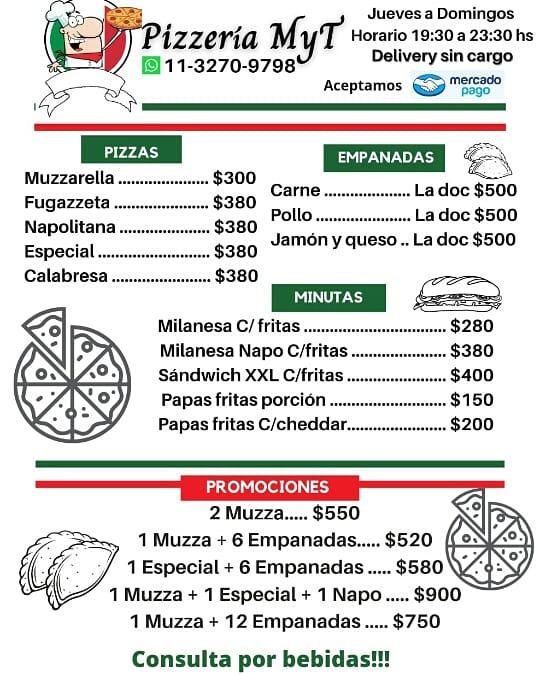 Menu at PIZZERÍA MYT, Villa San Luis