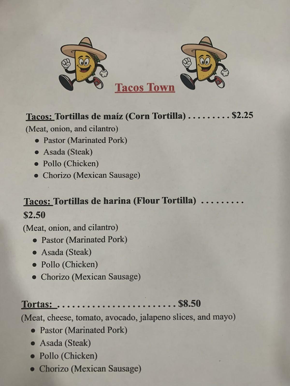 Menu at Tacos Town restaurant, Fort Payne