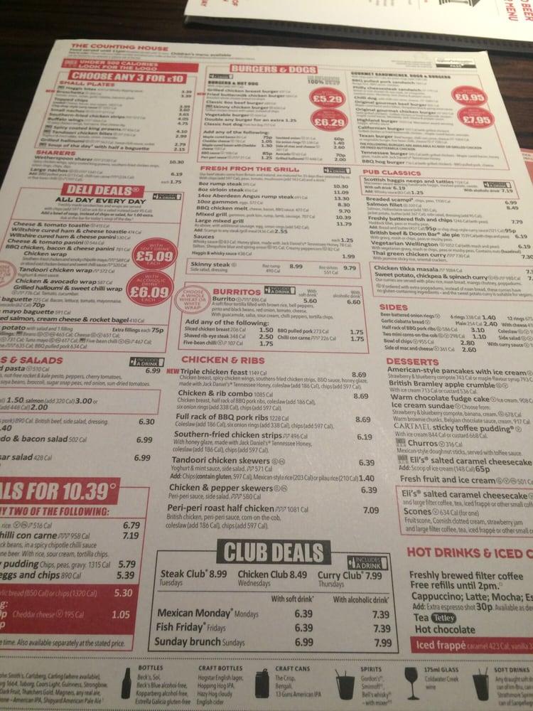 Menu at The Counting House - JD Wetherspoon pub & bar, Glasgow