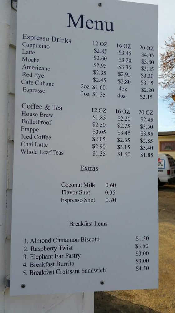 Menu at The Sugar Cube Drive Thru Coffee Shop cafe, Wheat Ridge