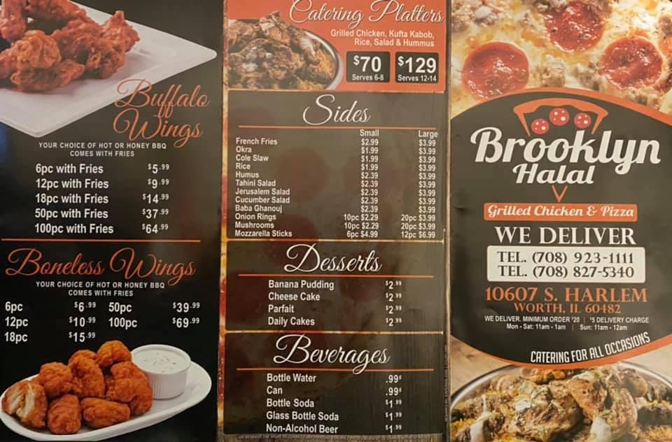 Menu at Brooklyn Halal Grilled Chicken & Pizza pizzeria, Worth