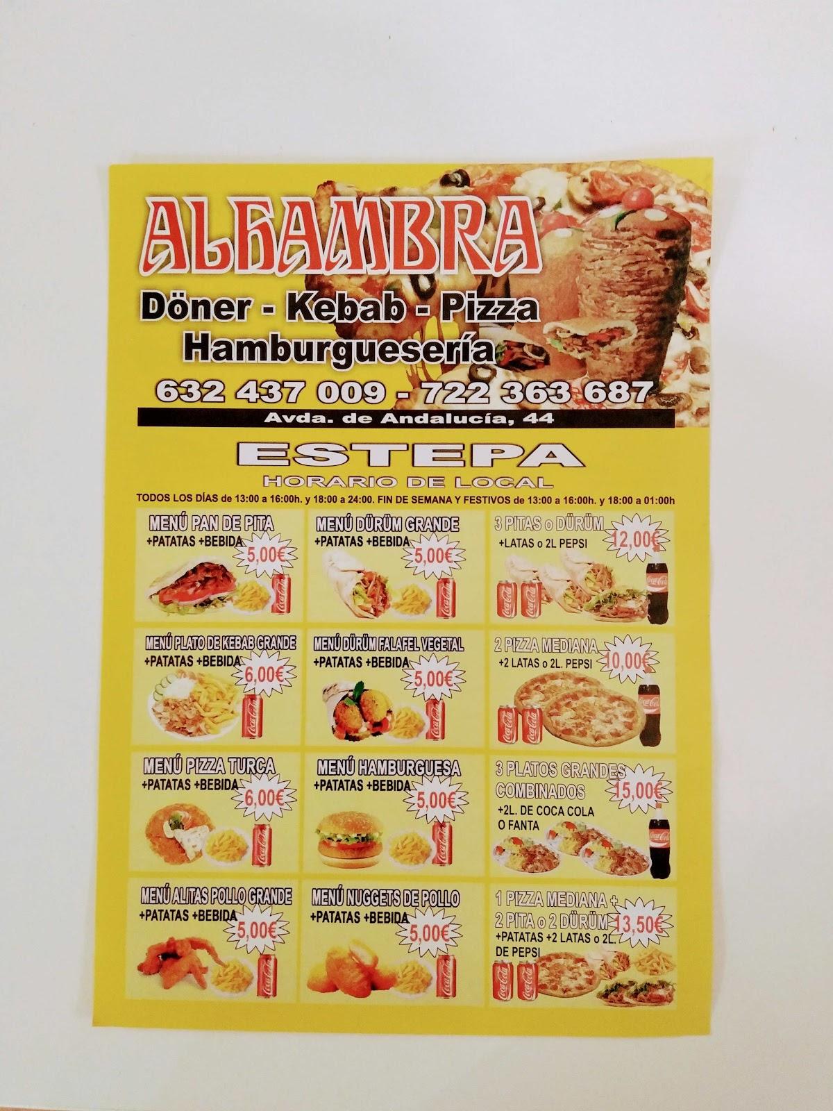 Menu at Kebab Alhambra restaurant, Estepa