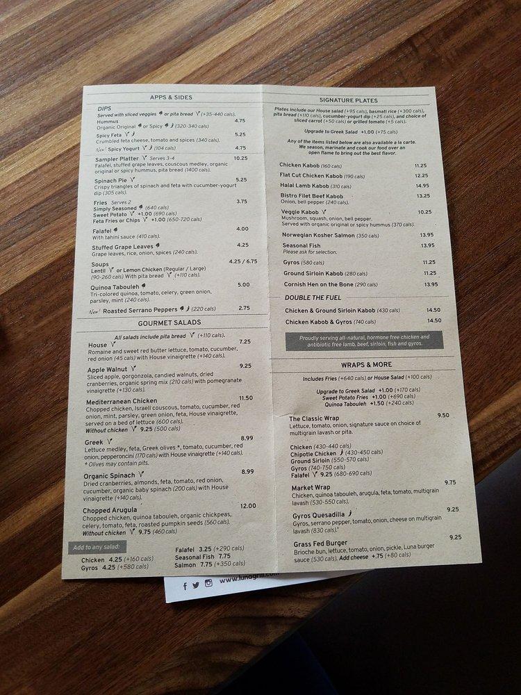 Menu at Luna Modern Mexican Kitchen restaurant, Rancho Cucamonga