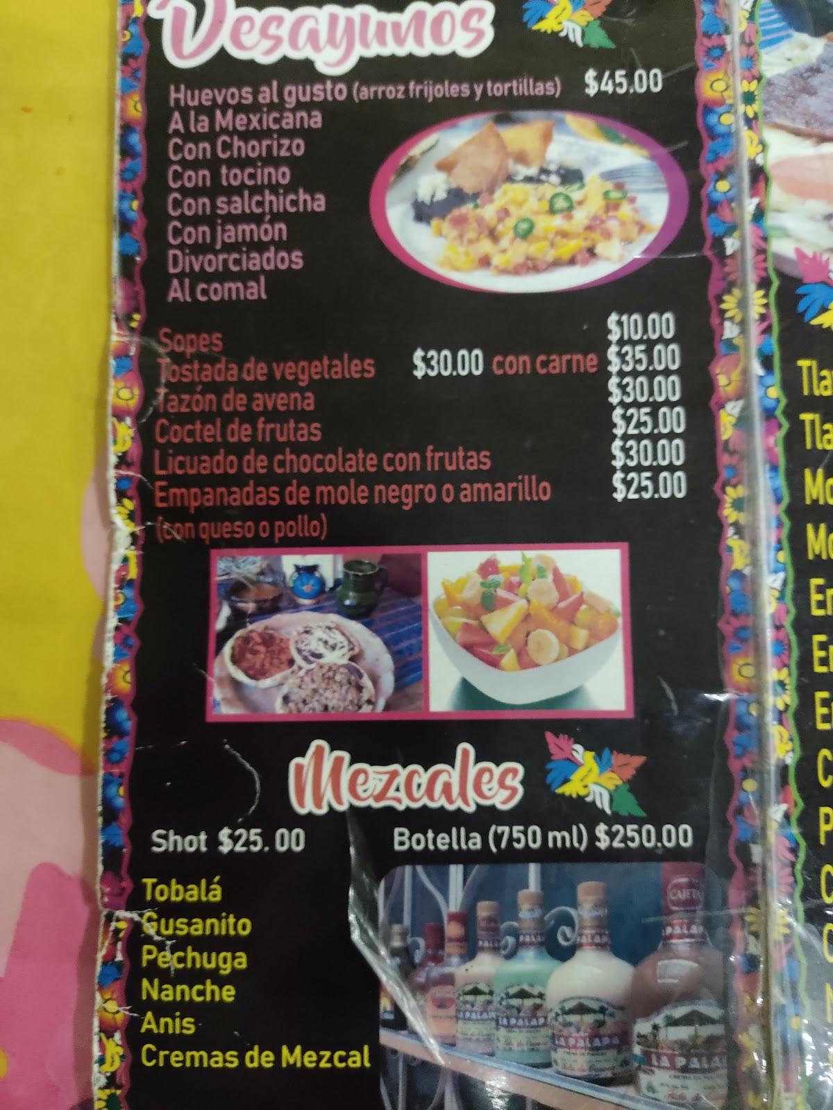 Menu at Oaxaca De Mil Sabores restaurant, Ixmiquilpan, Hidalgo 8