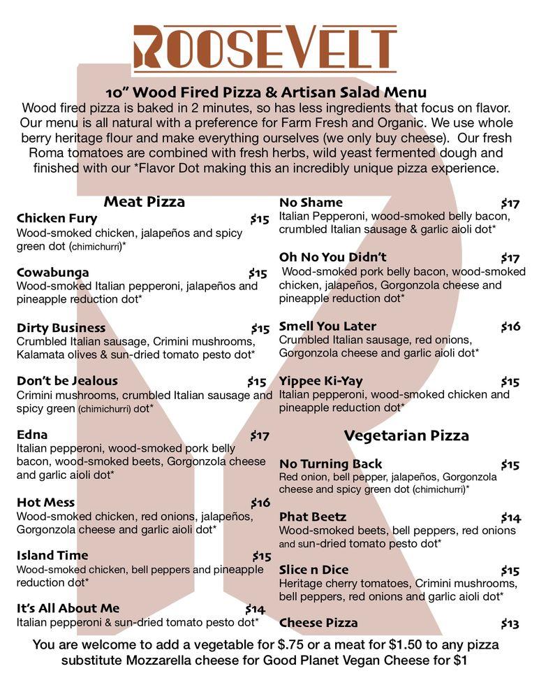 Menu at The Roosevelt pub & bar, Port Angeles