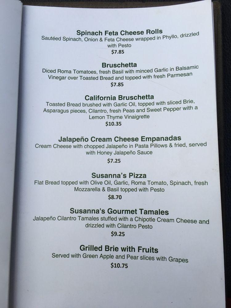 Menu at Susanna's Restaurant, Rosarito