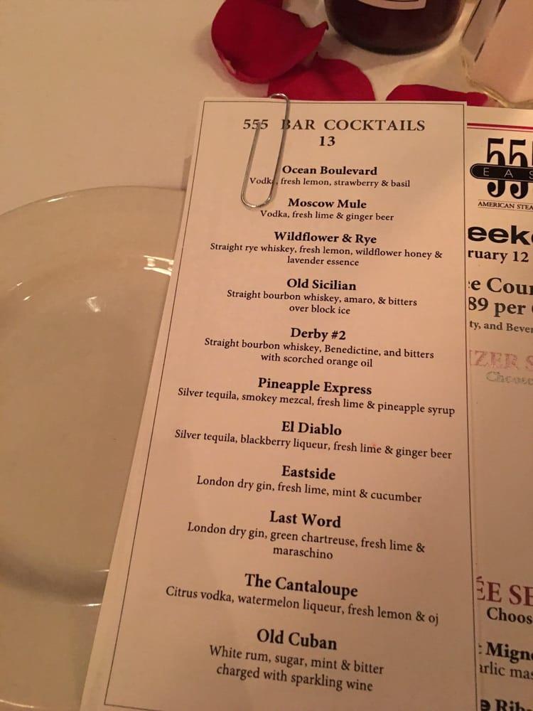 Menu at 555 East American Steakhouse, Long Beach
