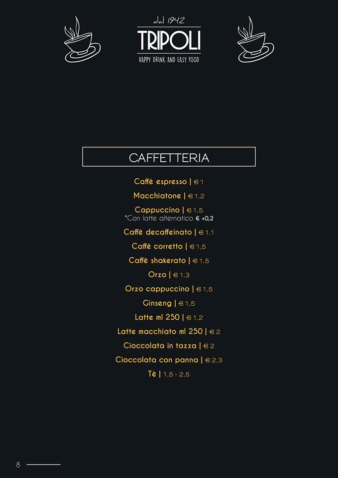 Carta del pub y bar Il Tripoli 2.0 che fu, Arsiero