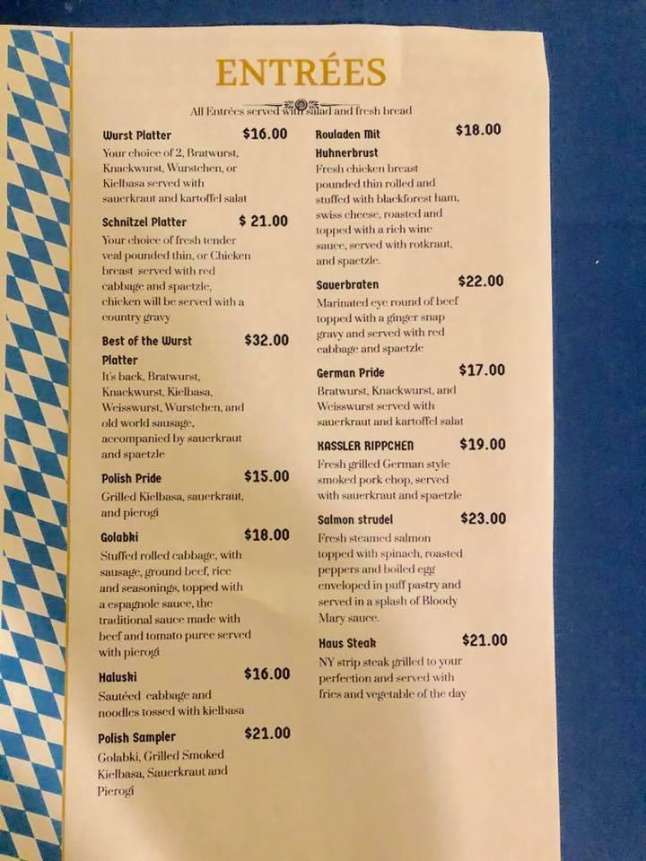 Menu at Best of the Wurst German Kitchen restaurant, Riverside
