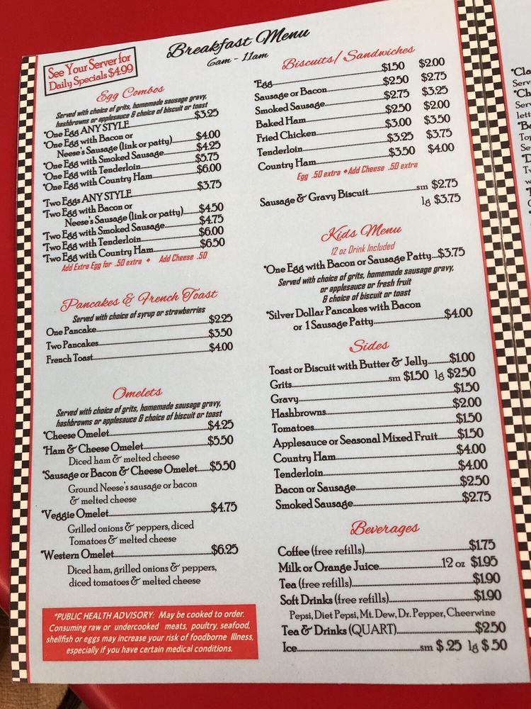 Menu at Franklinville Diner restaurant, Franklinville