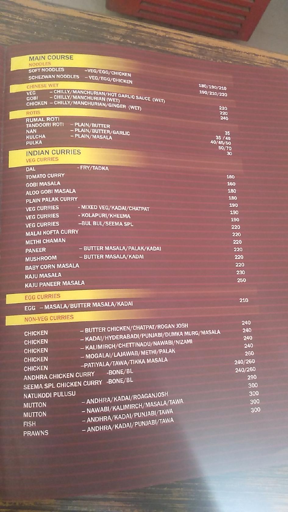 Menu at Hyderabad Chefs, Hyderabad, HIG 163-165
