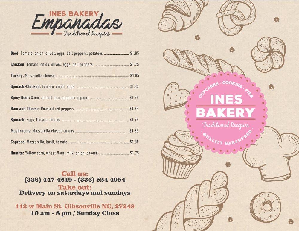 Menu at Inés Argentina bakery., Gibsonville