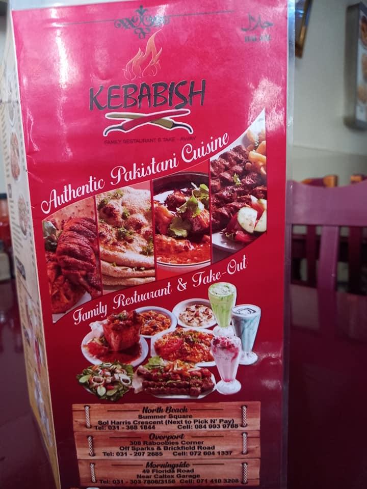 Menu at Kebabish Overport restaurant, Durban, 308 Felix Dlamini Rd