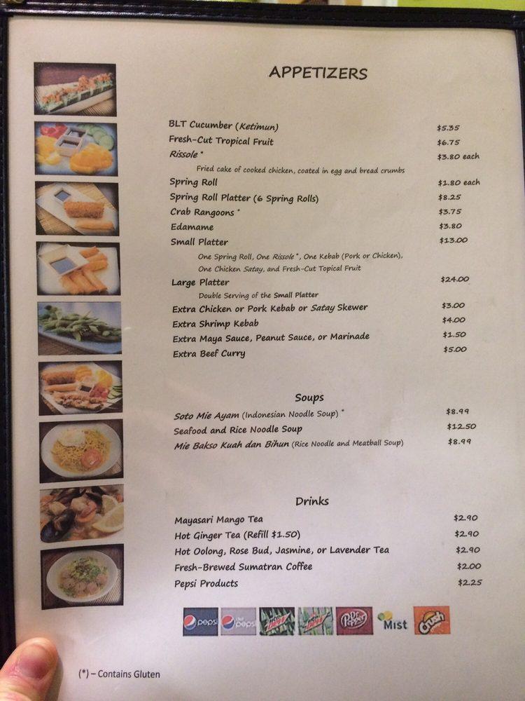 Menu at Mayasari Indonesian Grill restaurant, Greensburg
