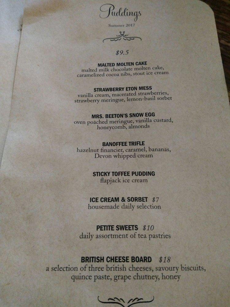 Menu at The Dandelion restaurant, Philadelphia