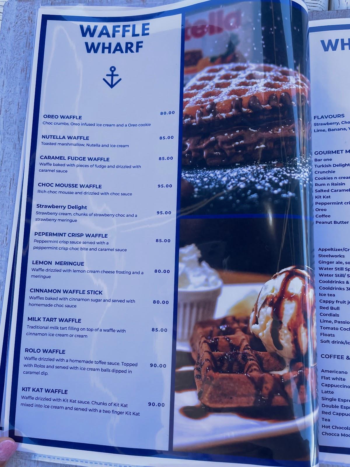 Menu at Whale's Rib Paternoster restaurant, Paternoster