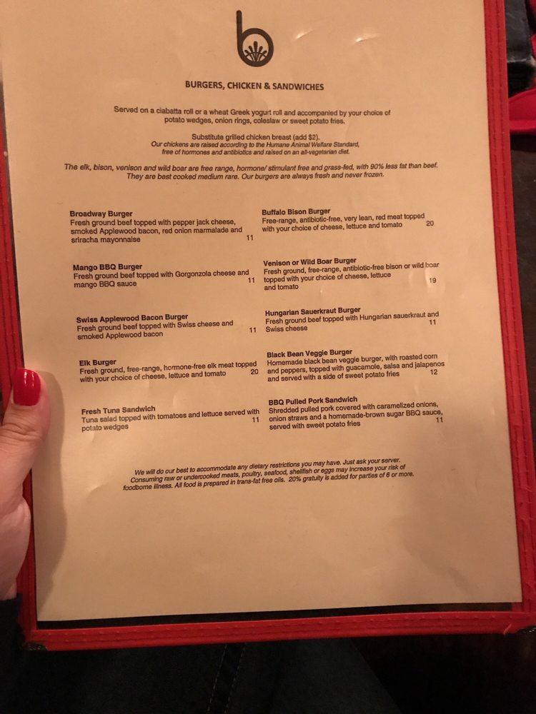 Menu at Broadway Grille + Underground pub & bar, Jim Thorpe