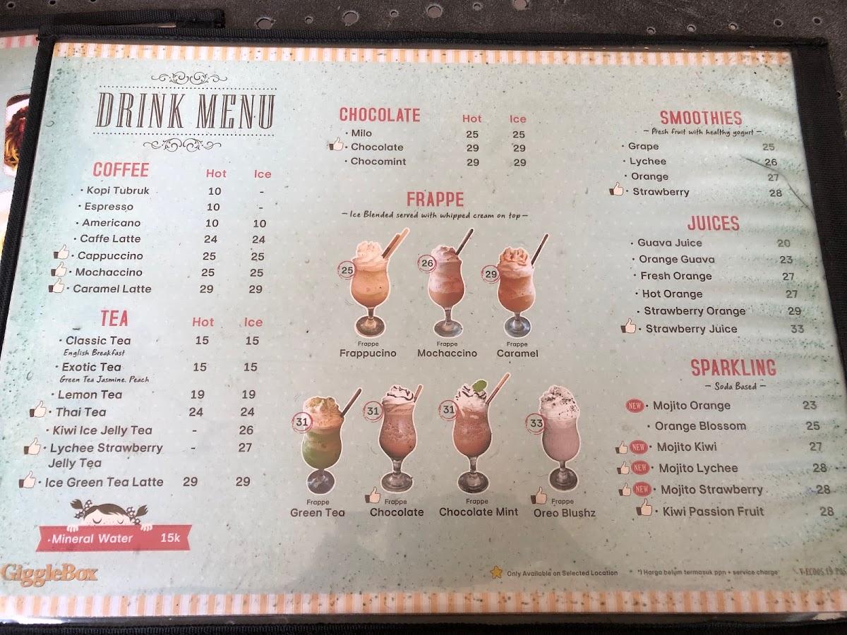 Carta del restaurante Giggle Box Muria Semarang, Semarang, Jl. Muria No.1