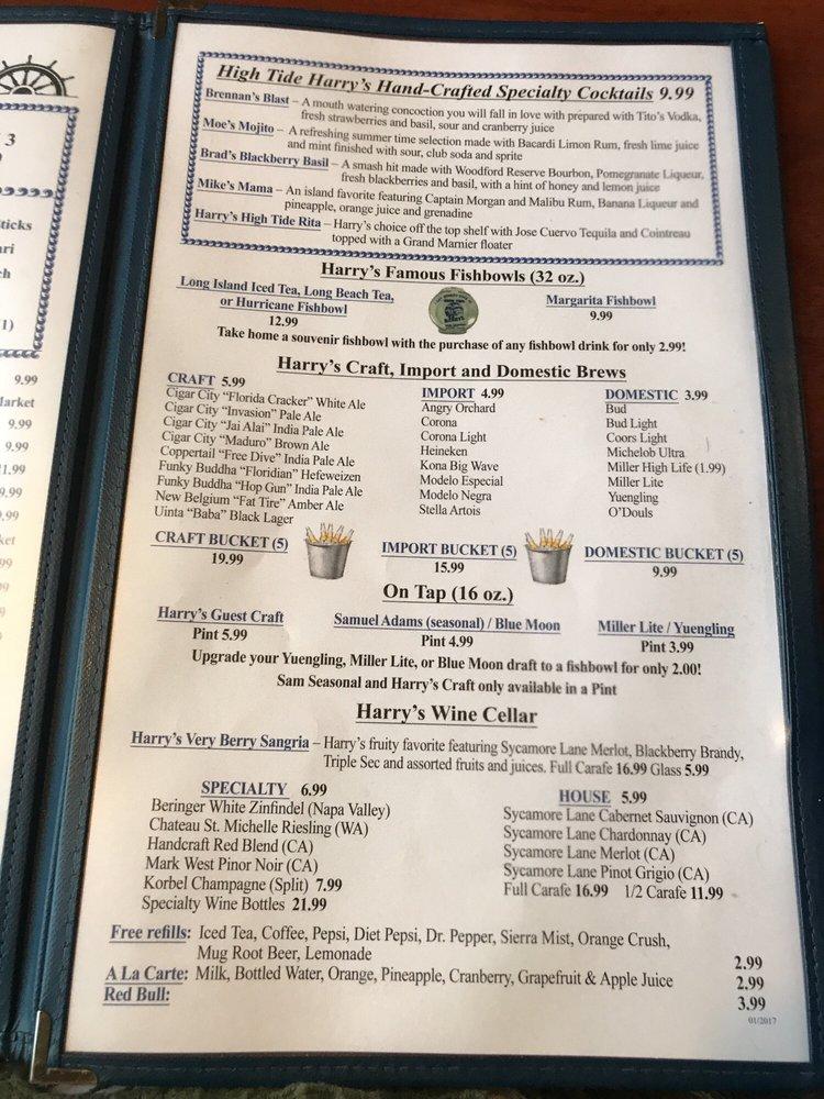 Menu at High Tide Harry's pub & bar, Orlando, S Semoran Blvd