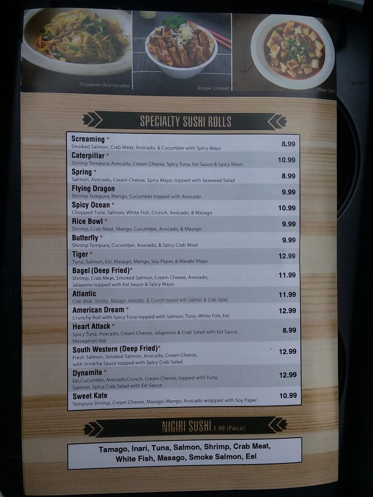 Menu at Rice Bowl Cafe, Tulsa