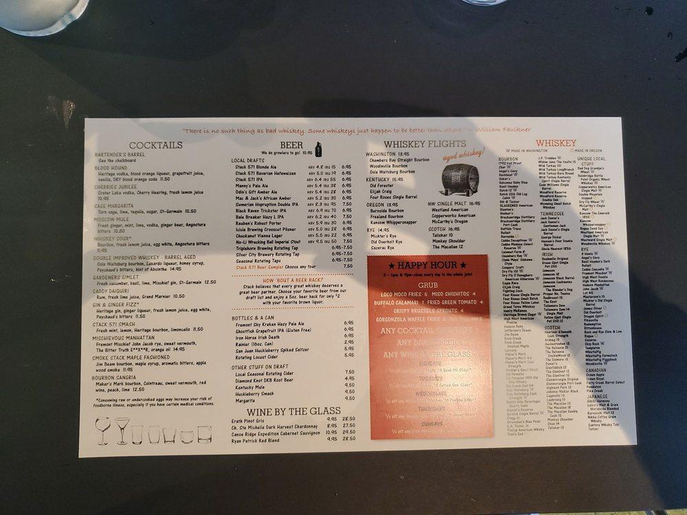 Menu at Stack 571 Burger and Whiskey Bar - Kirkland, Kirkland