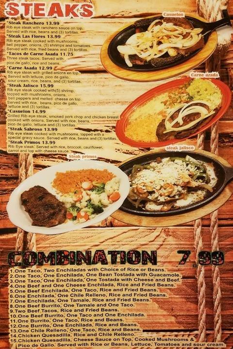 Menu at Las Flores Mexican Restaurant, Indianola