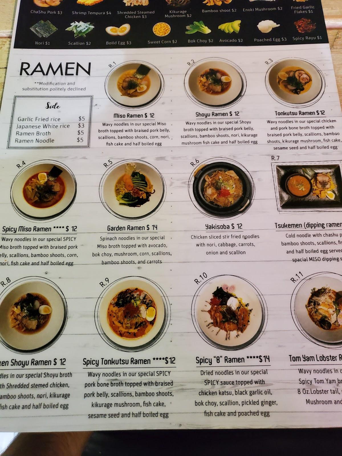 Menu at 8 RAMEN restaurant, Rockville Centre