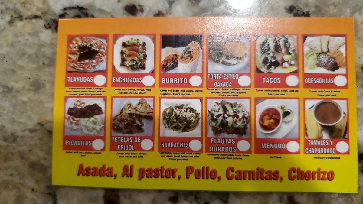 Menu at Flor mixteca restaurant, Silverton