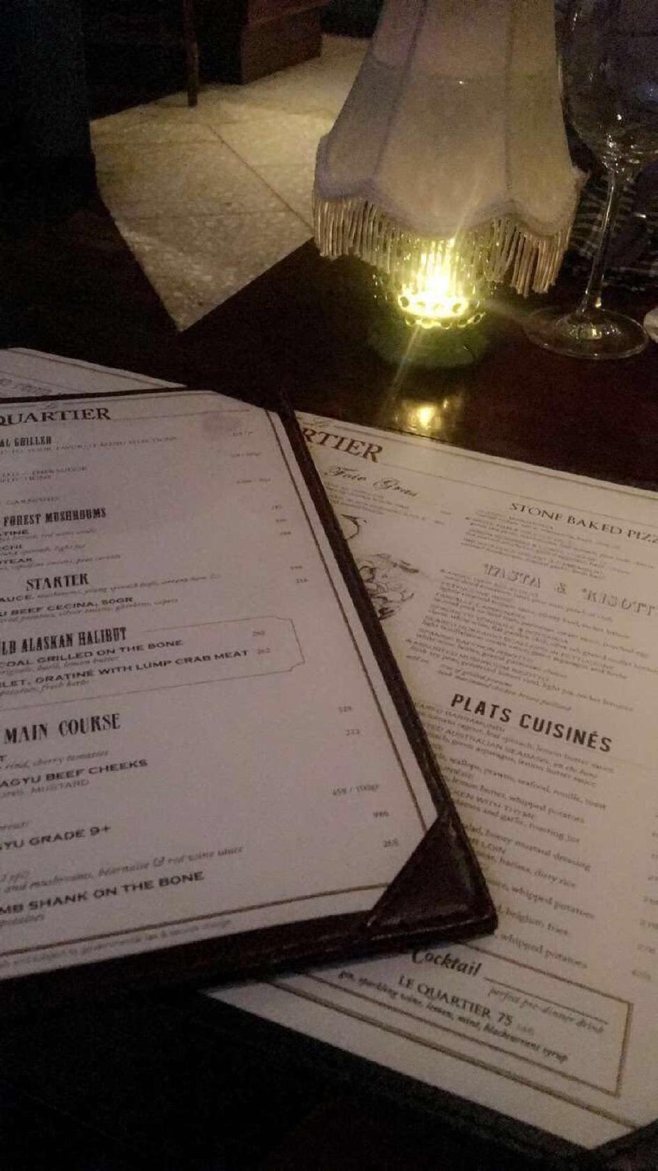 Menu at Le Quartier restaurant, Jakarta