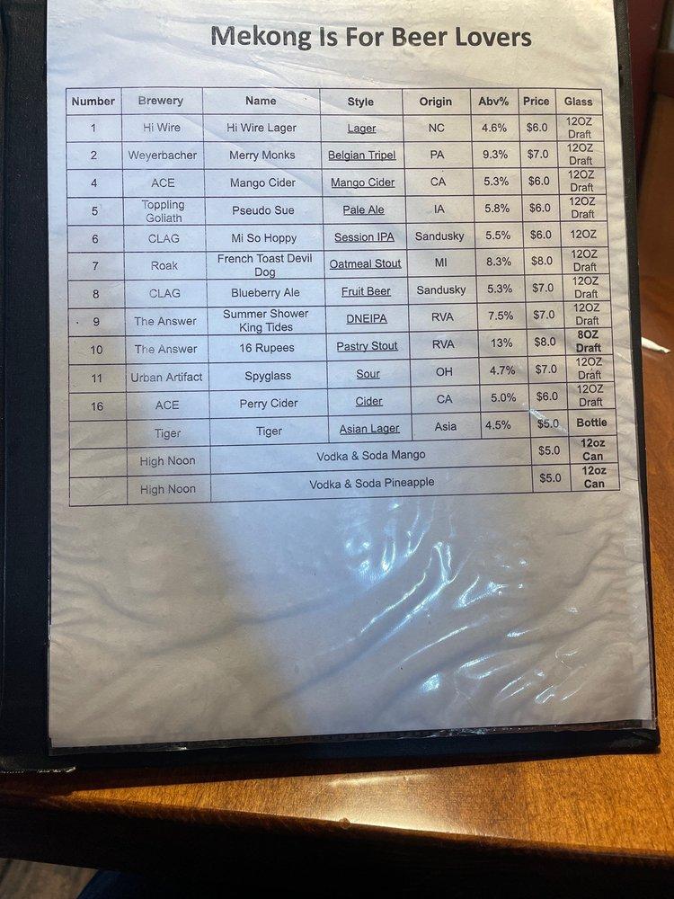 Menu at Mekong Authentic Vietnamese Cuisine - Sandusky restaurant ...