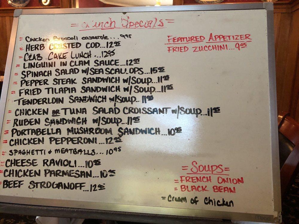Menu at Old Richmond Inn restaurant, Richmond