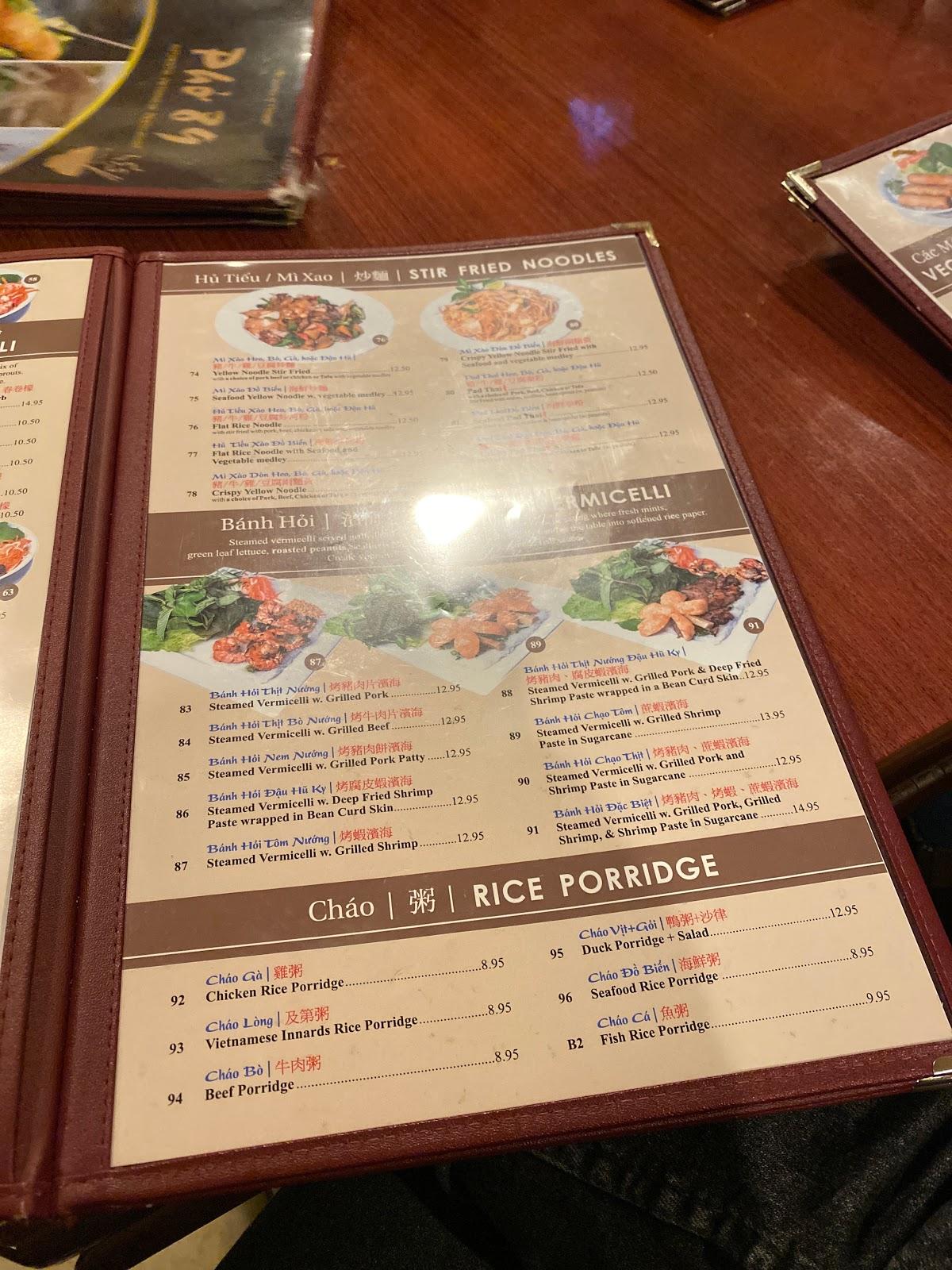 Menu at Pho 89 restaurant, Randolph, 937 N Main St