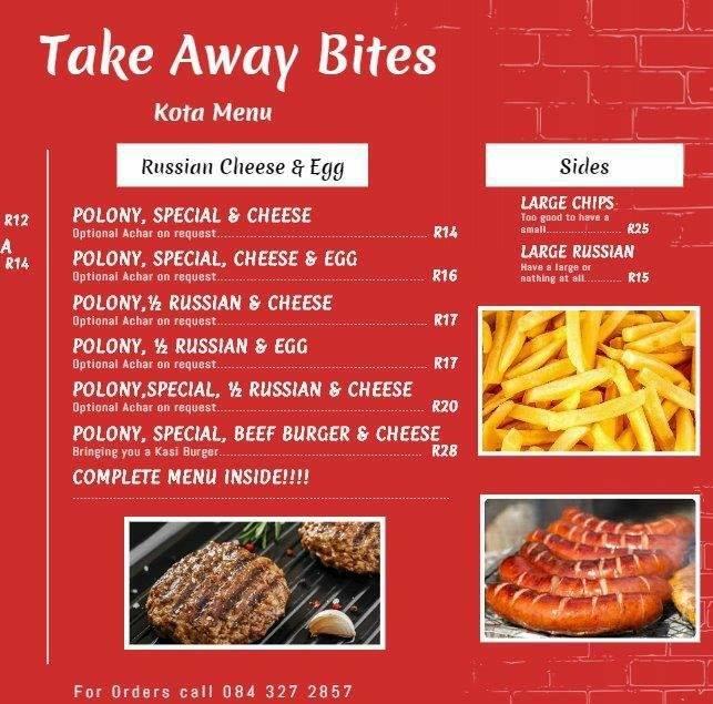 Menu at Take Away Bites restaurant, Tembisa
