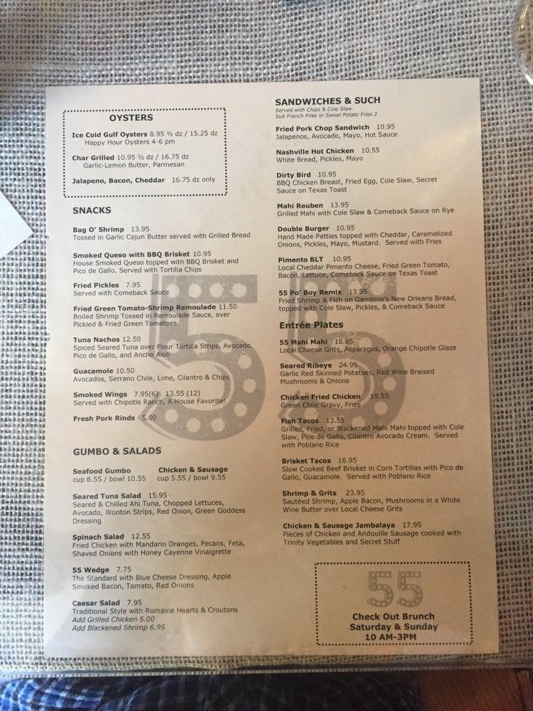 Menu at 55 South pub & bar, Franklin, 403 Main St