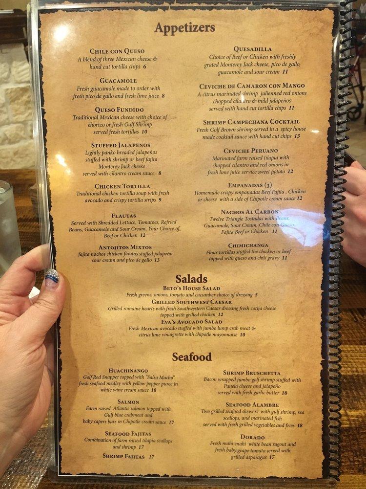 Menu at Beto's Grill restaurant, Spring