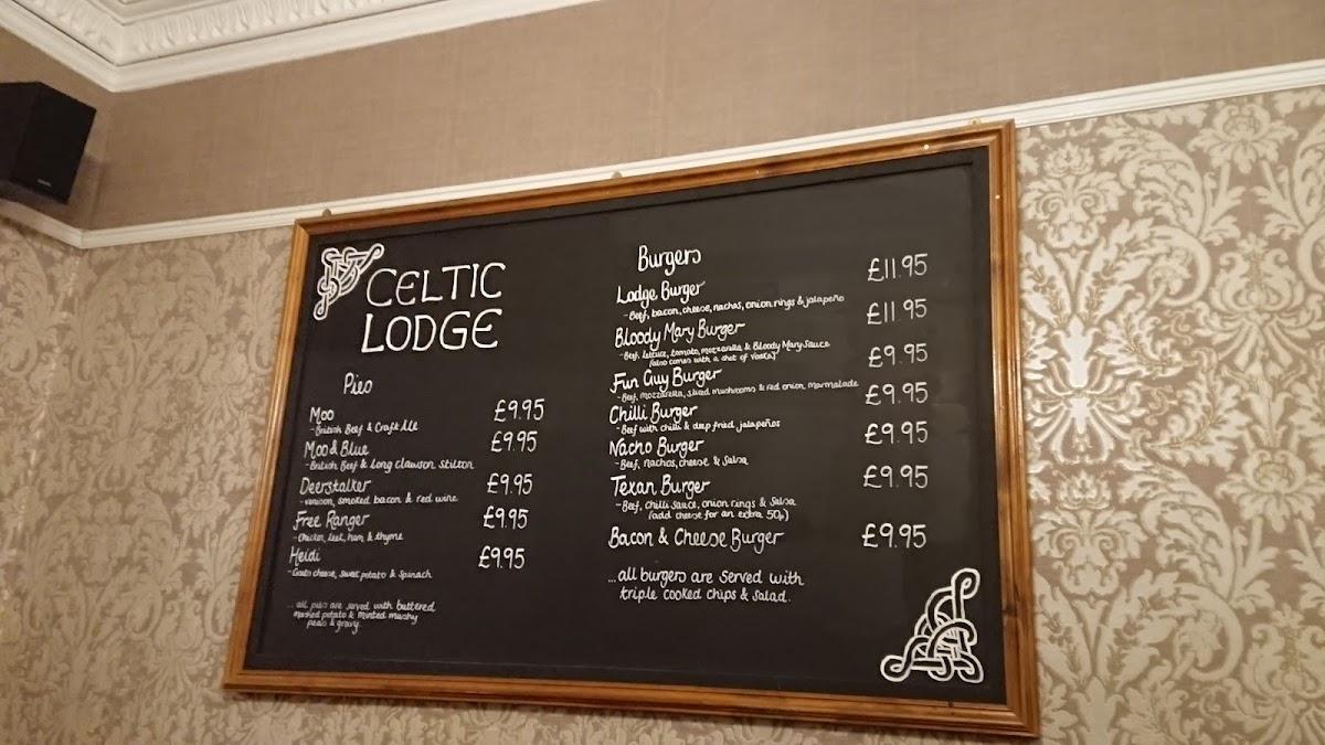 Menu at Celtic Lodge restaurant, Neath