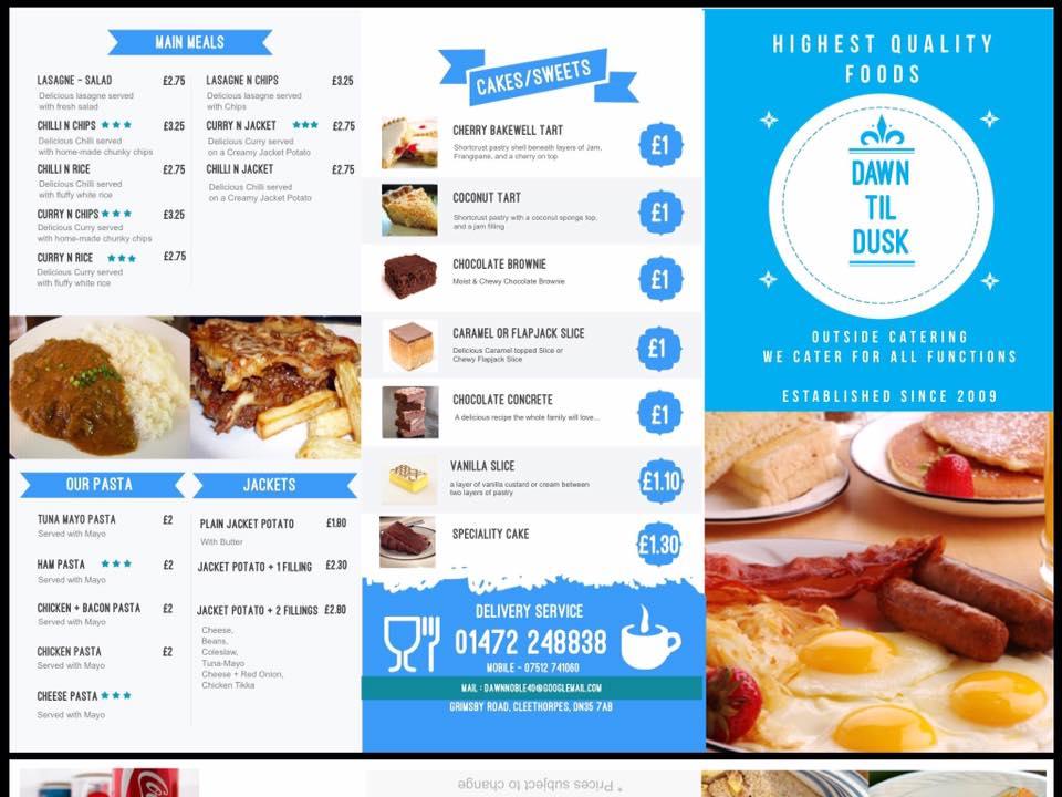 Menu at Dawn Til Dusk restaurant, Grimsby, 3 Grimsby Road