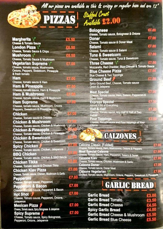 Menu at Express Fast Foods, Scarborough