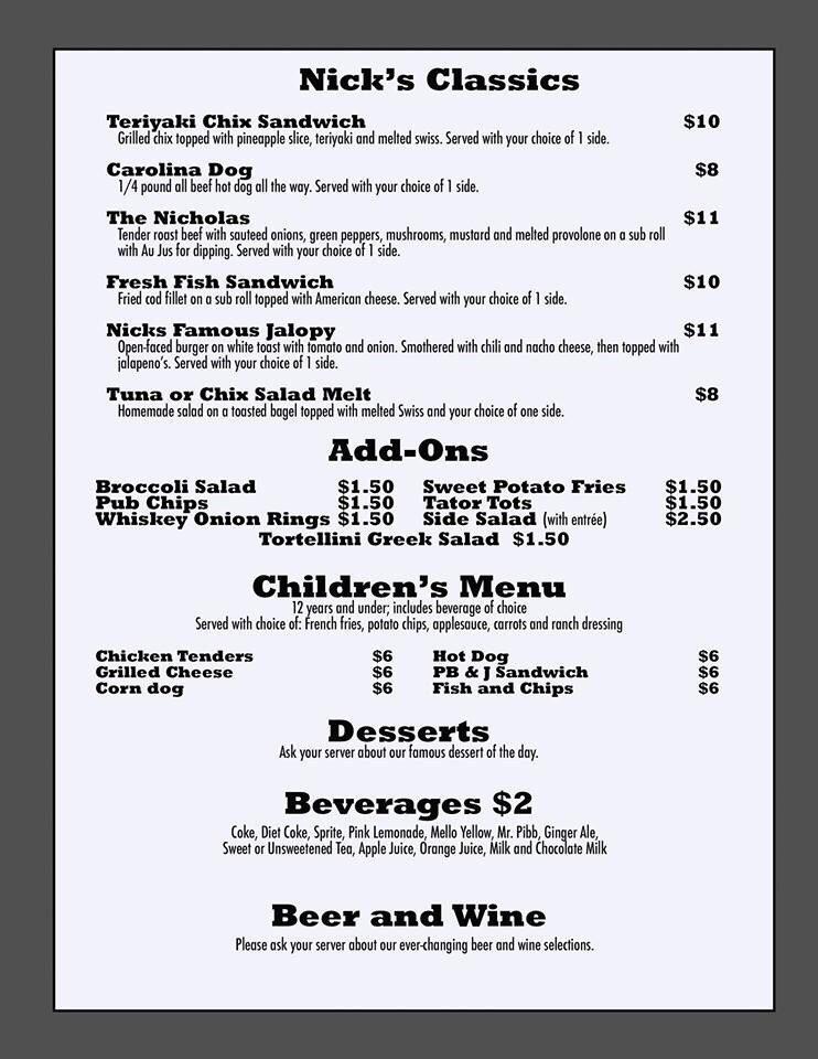 Menu at Highlanders Grill And Tavern pub & bar, Banner Elk