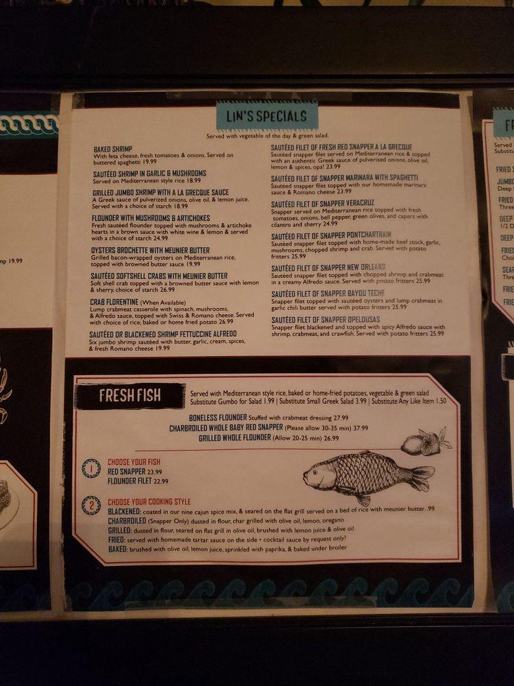 Menu at Red Snapper Inn restaurant, Surfside Beach