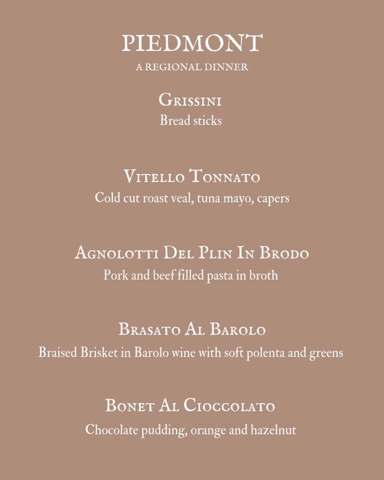 Menu at Di Vino restaurant, Byron Bay