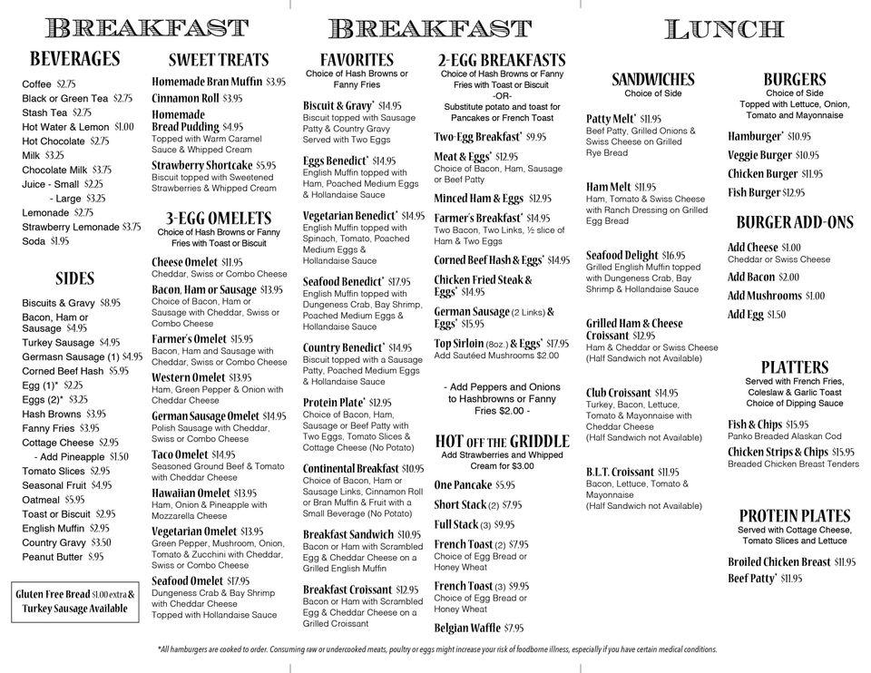 Menu at Fanny's Restaurant, Marysville, 505 Cedar Ave a1