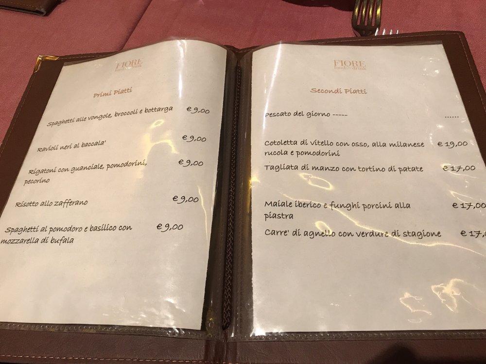 Menu da Fiore Food & Drink caffè bar, Milano