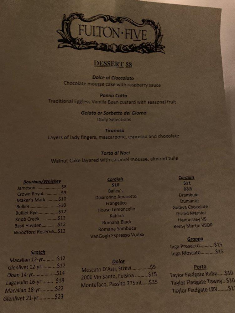 Menu at Fulton Five pub & bar, Charleston