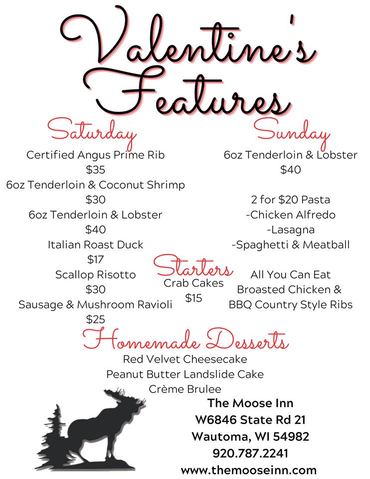 Menu at Moose Inn pub & bar, Wautoma, W6846 WI-21