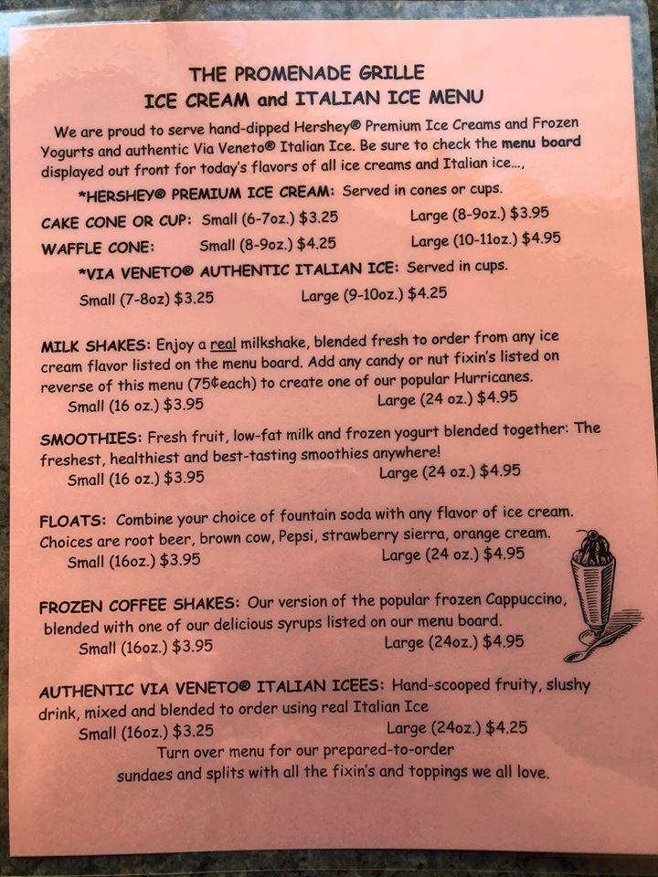 Menu at The Promenade Grille restaurant, Havre de Grace