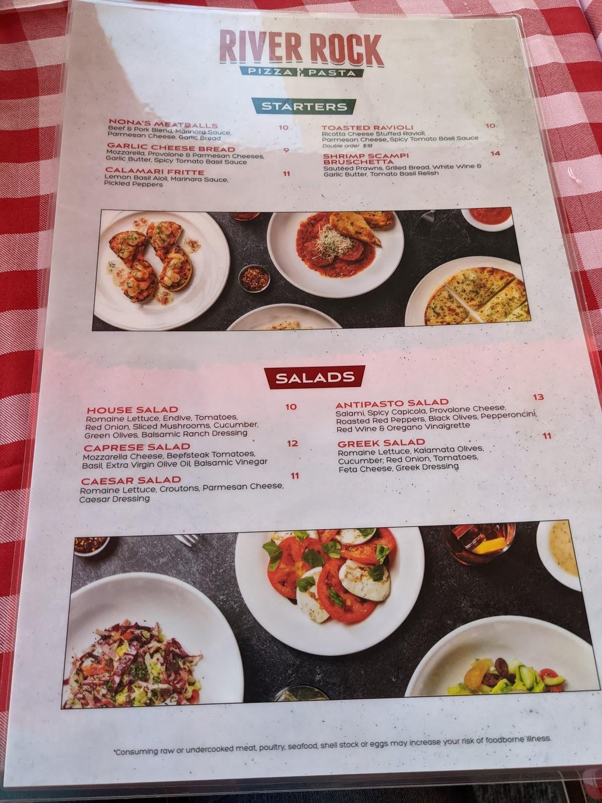 Carta del pub y bar River Rock Pizza & Pasta, Laughlin, S Casino Dr